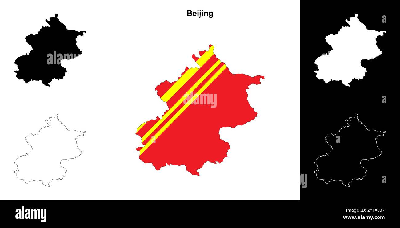 Beijing province outline map set Stock Vector Image & Art - Alamy