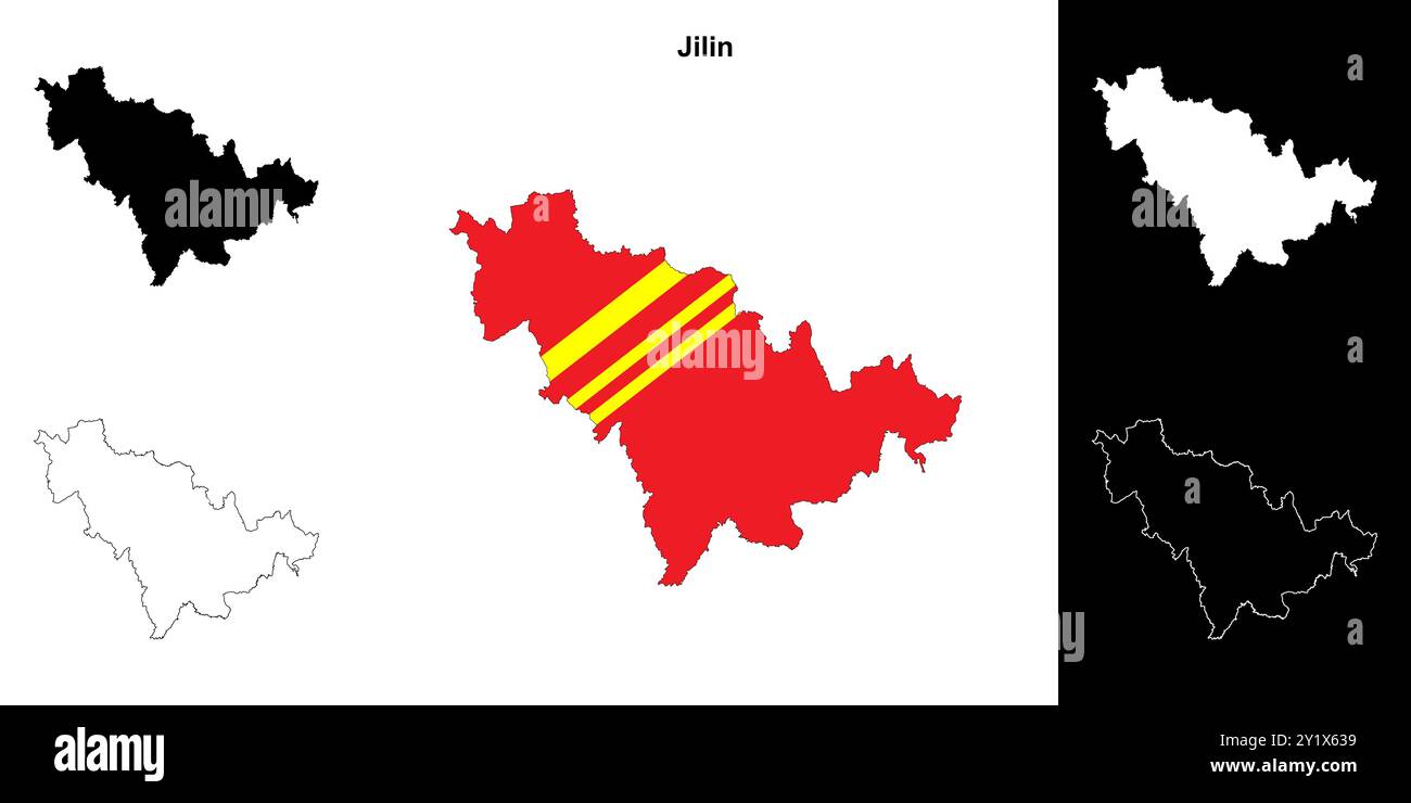 Jilin province outline map set Stock Vector Image & Art - Alamy