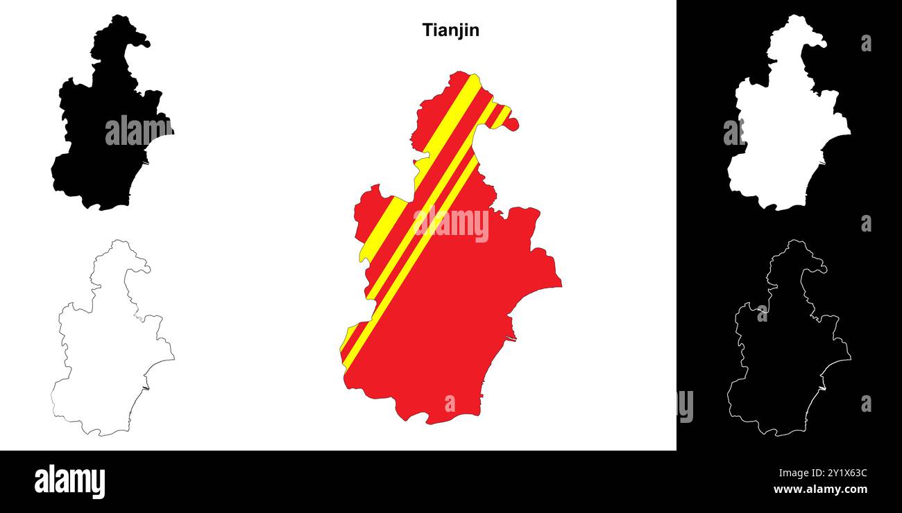 Tianjin province outline map set Stock Vector Image & Art - Alamy