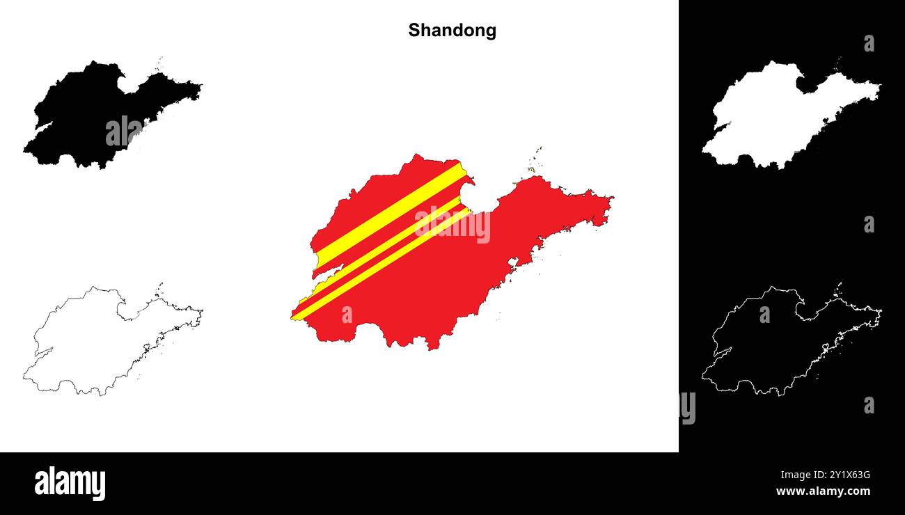 Shandong province outline map set Stock Vector Image & Art - Alamy