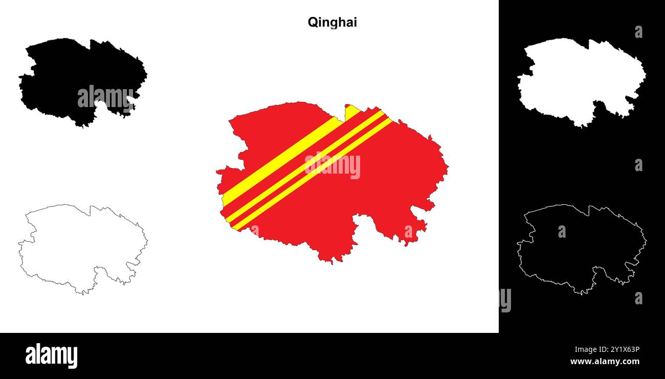 Qinghai province outline map set Stock Vector Image & Art - Alamy