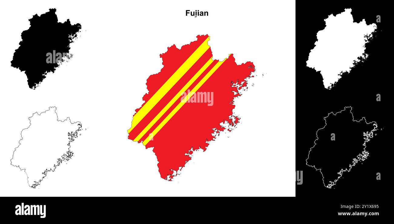 Fujian province outline map set Stock Vector Image & Art - Alamy