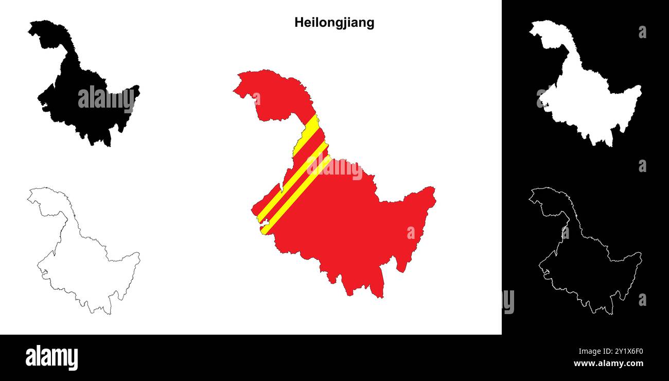 Heilongjiang province outline map set Stock Vector Image & Art - Alamy