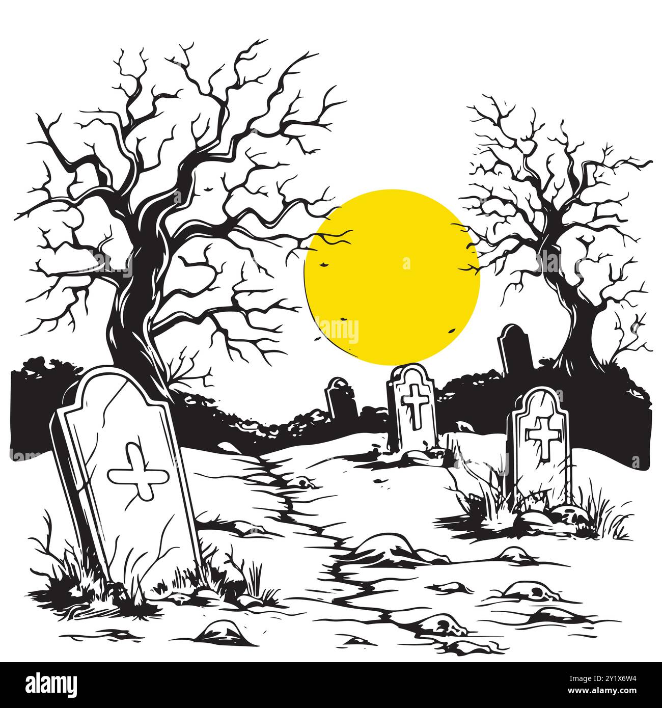 Old retro cemetery hand drawn sketch illustration Stock Vector Image ...