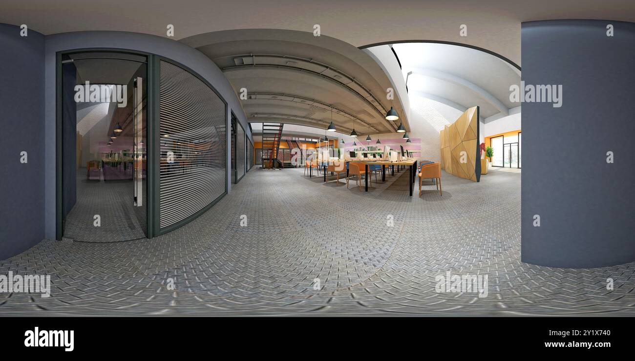 360 degrees view of working office interior Stock Photo - Alamy