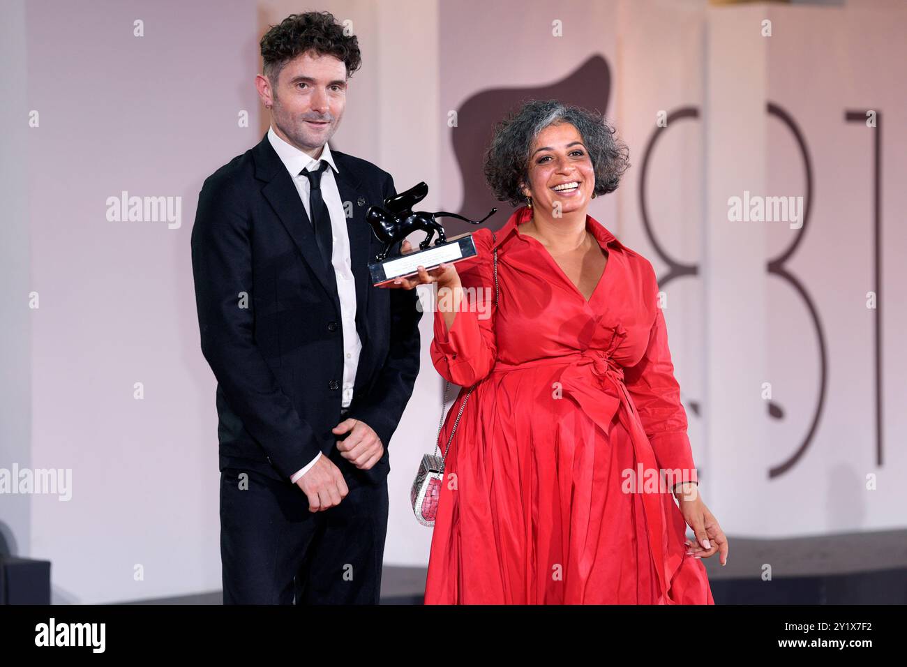 Venice, Italy. 07th Sep, 2024. May Abdalla and Barry Gene Murphy pose ...