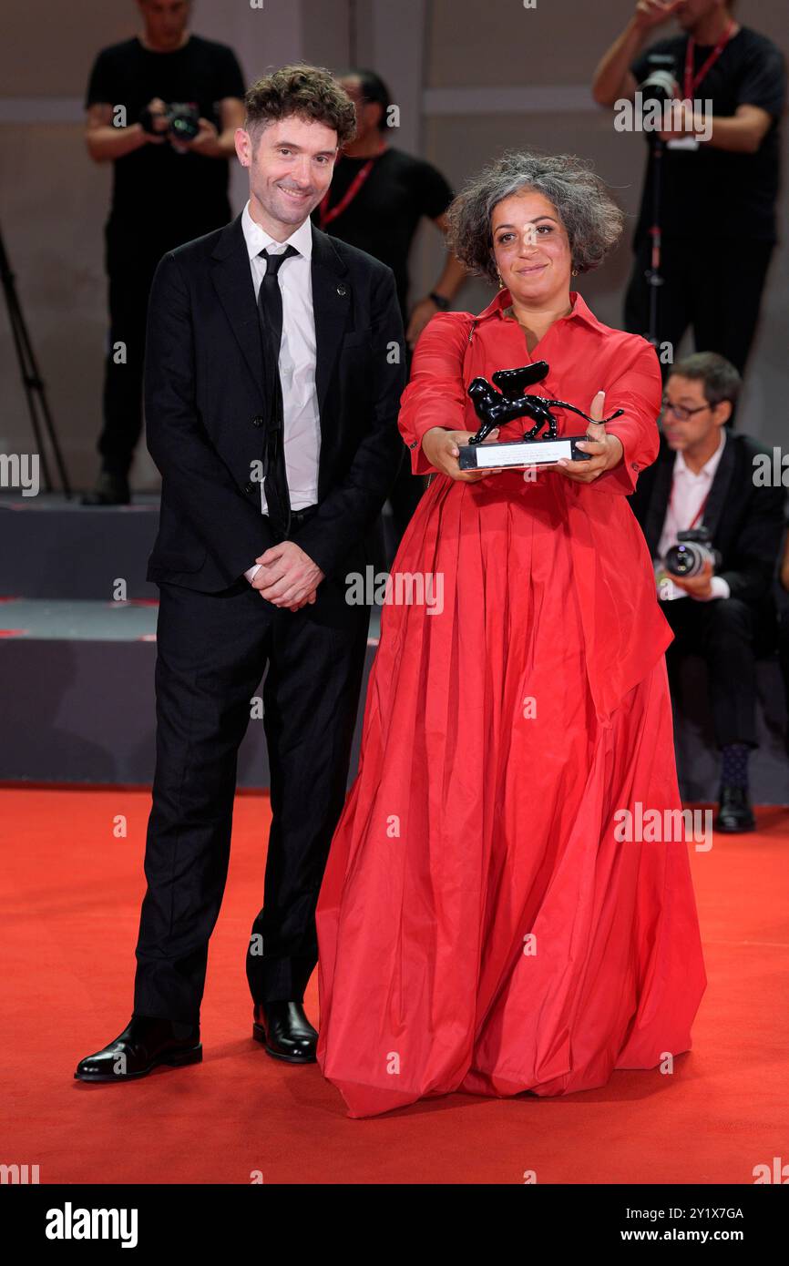 Venice, Italy. 07th Sep, 2024. May Abdalla and Barry Gene Murphy pose ...
