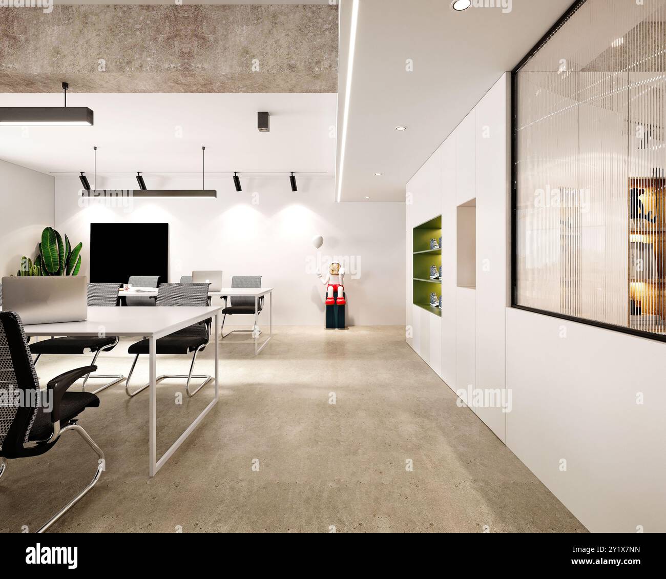 3d render modern office interior Stock Photo - Alamy