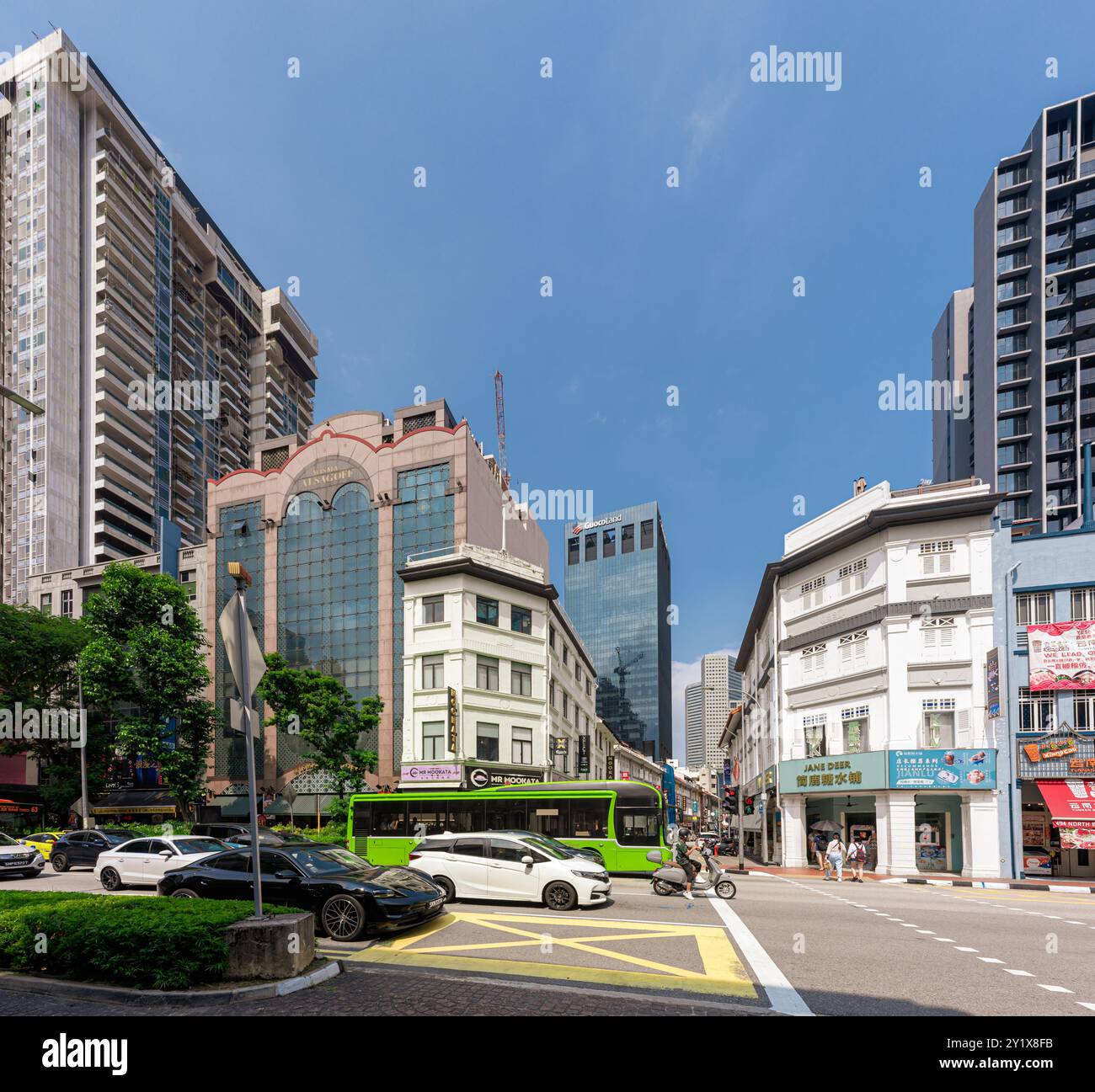 Singapore - Jun 13 2024: Chinatown with notable Chinese buildings ...