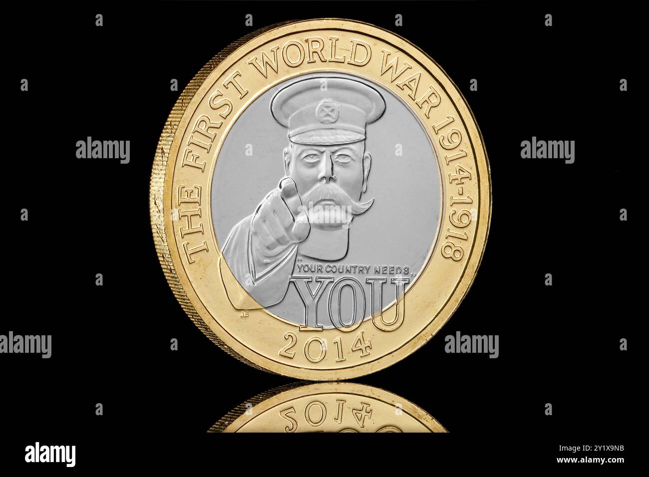 The reverse side of a 2014 £2 issued in the United Kingdom by The Royal ...