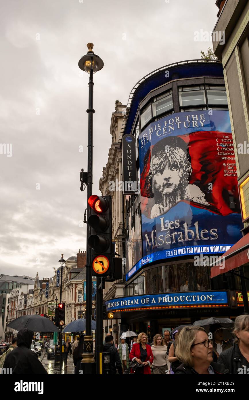 The exterior of the Sondheim Theatre, the home of Les Miserables in ...
