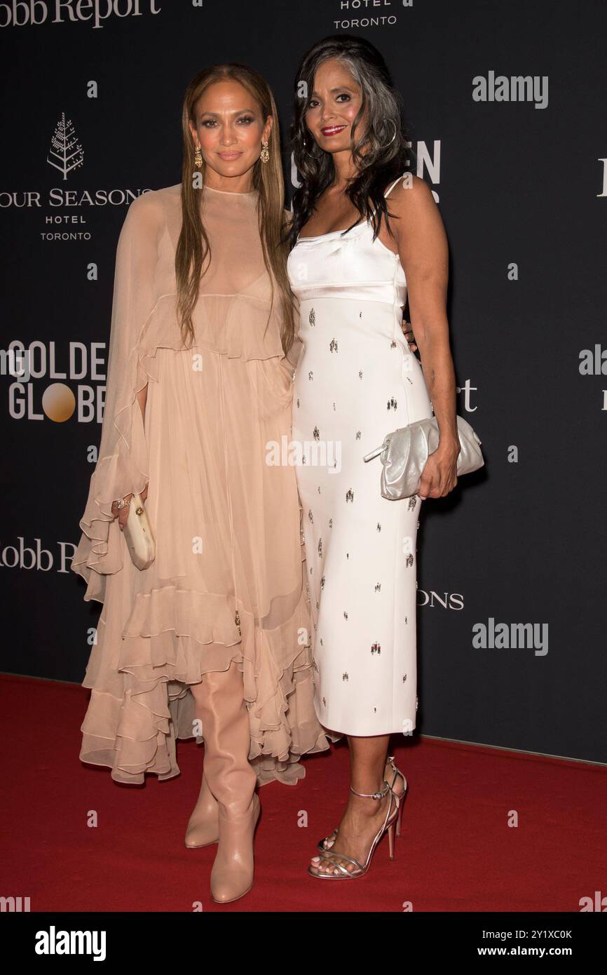 Jennifer Lopez (L) and Judy Robles (R) attend the 'Road to the Golden ...