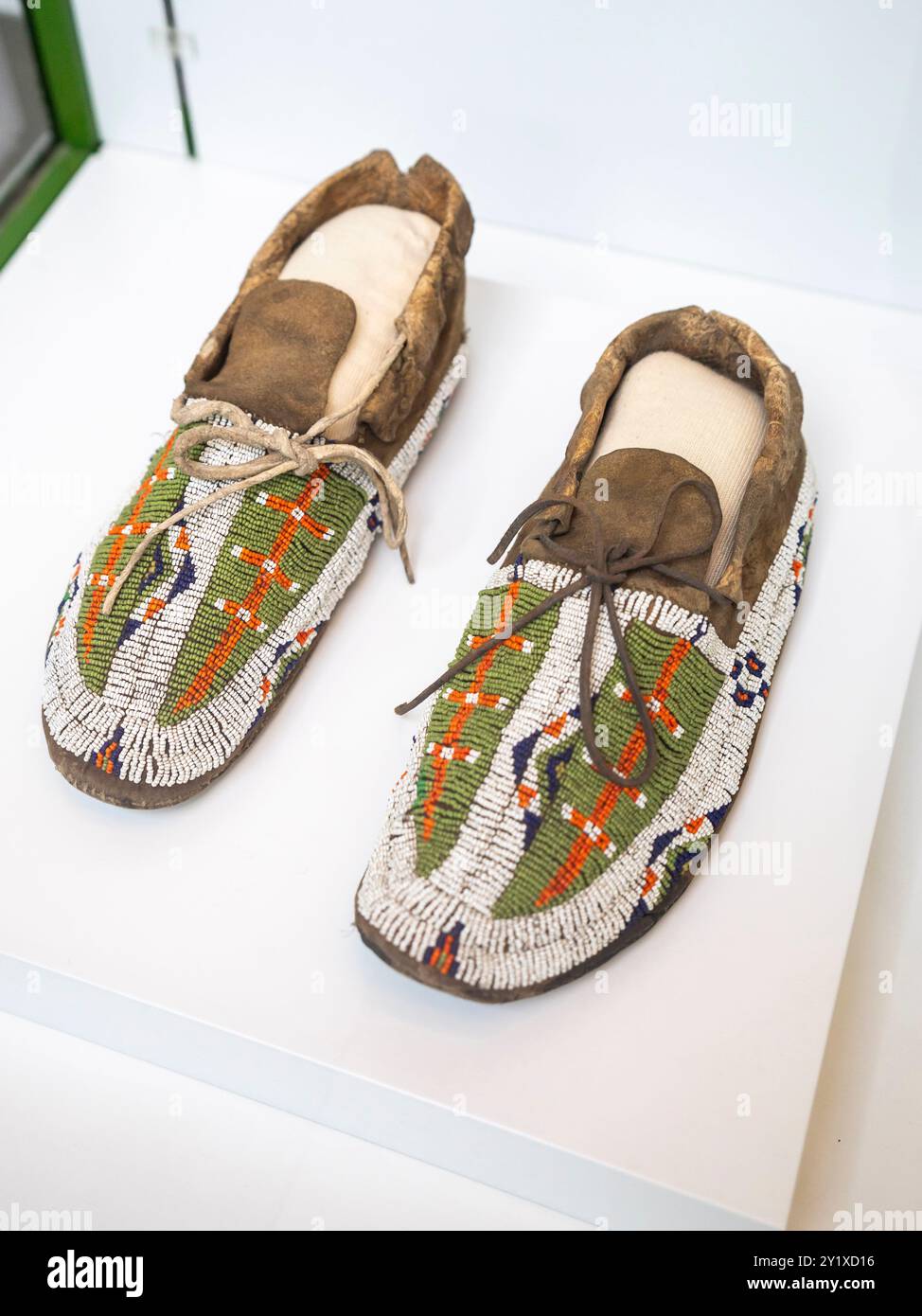Native American Indian men's moccasins, Lakota (Teton Sioux) culture ...