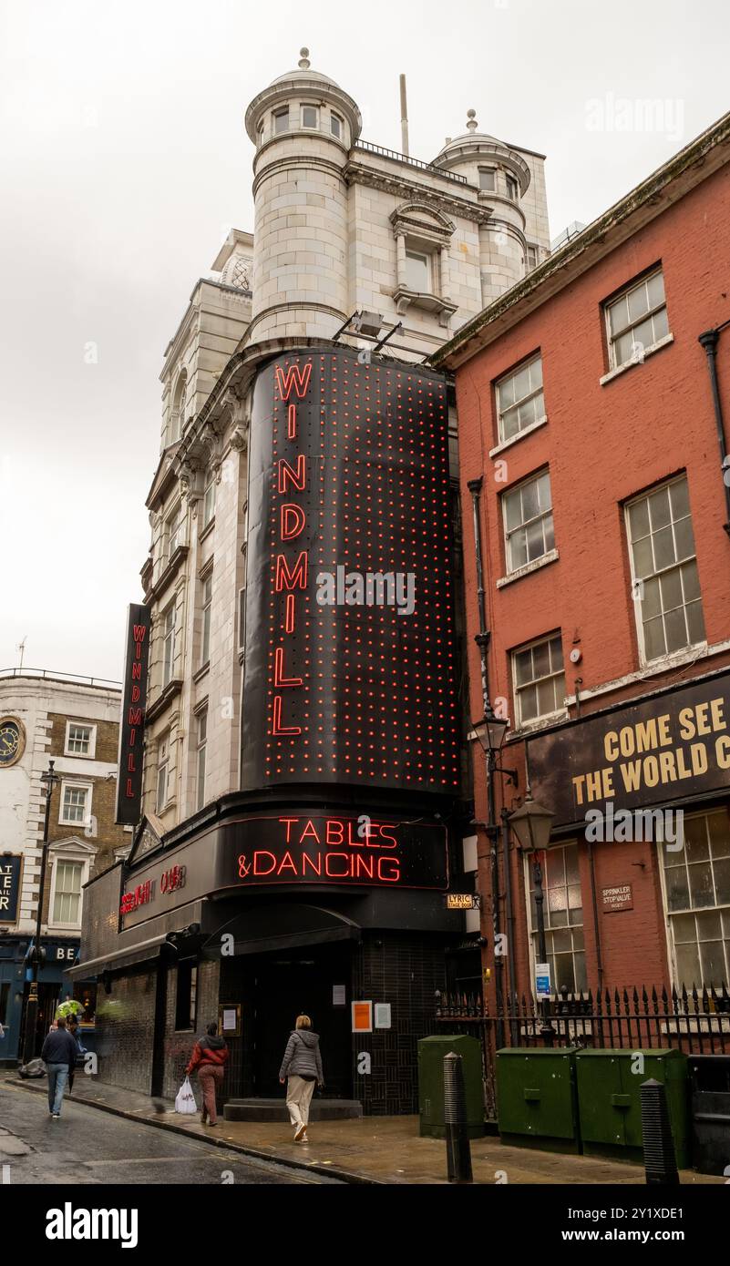 The exterior of the Windmill Theatre in the Soho region of West London ...