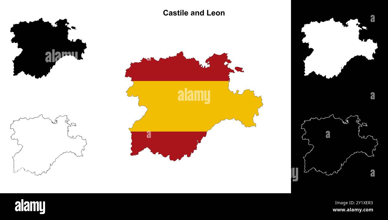 Castile and Leon blank outline map set Stock Vector Image & Art - Alamy