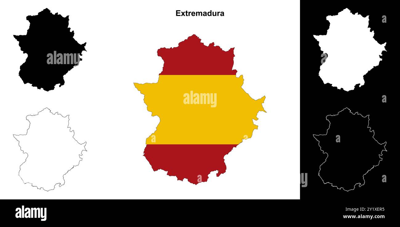 Extremadura blank outline map set Stock Vector Image & Art - Alamy