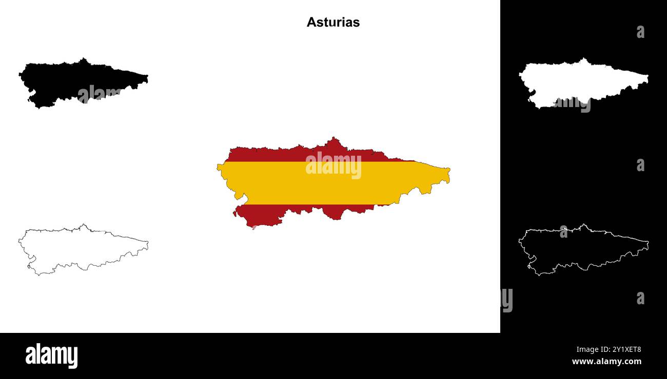 Asturias blank outline map set Stock Vector Image & Art - Alamy