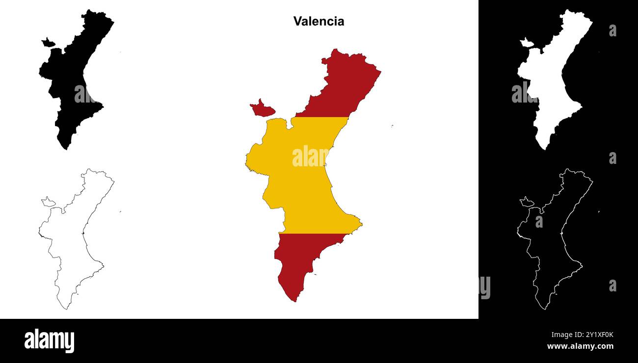 Valencia blank outline map set Stock Vector Image & Art - Alamy