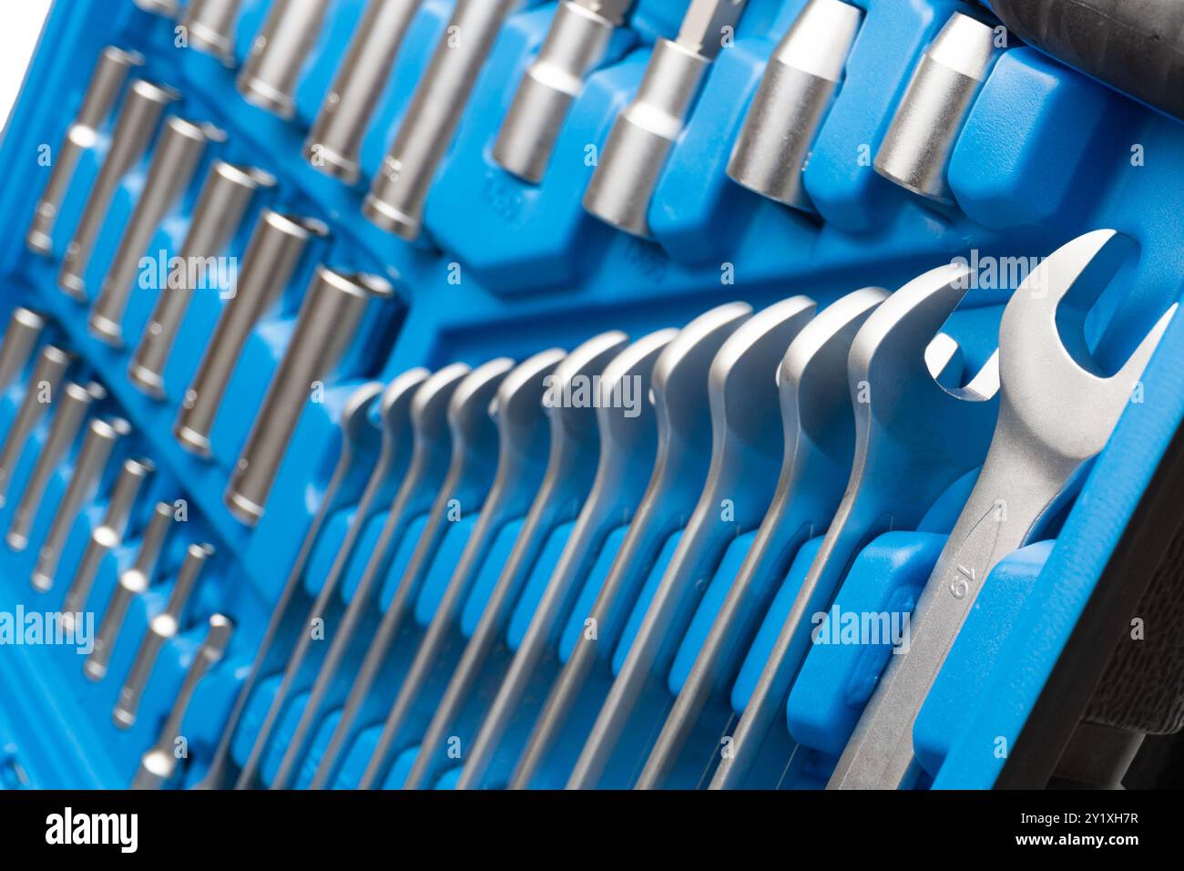 open ended wrench set in a toolbox, close up Stock Photo - Alamy