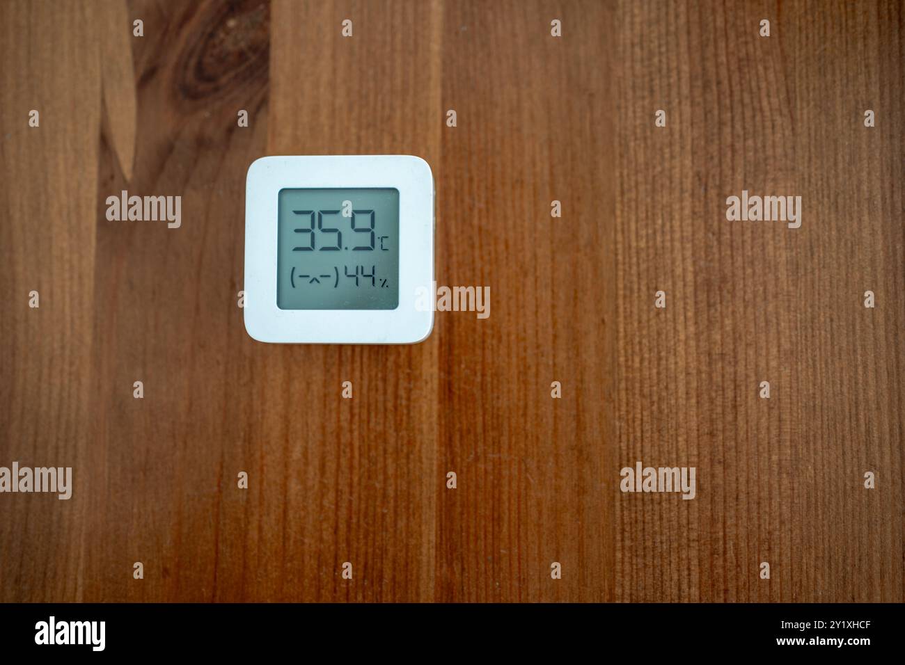 A small thermometer displays extremely high temperatures inside a home ...