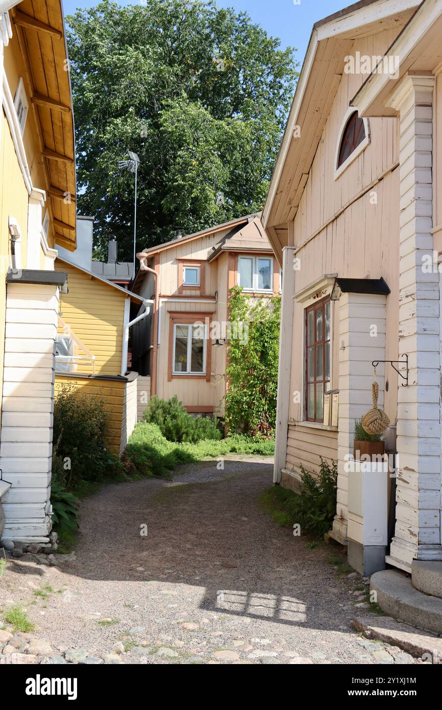 Old buildings in the center of Porvoo, Borgå, in southern Finland ...