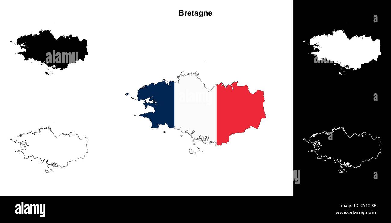 Bretagne region outline map set Stock Vector Image & Art - Alamy