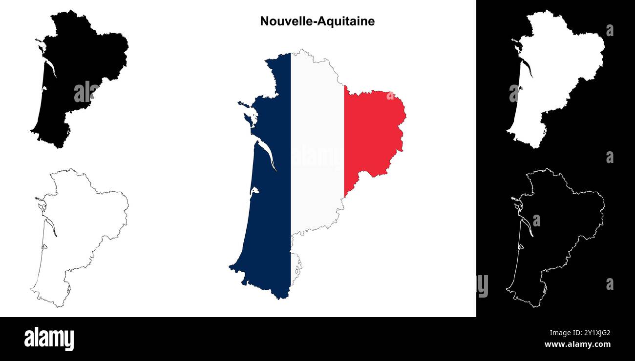 Nouvelle-Aquitaine region outline map set Stock Vector Image & Art - Alamy