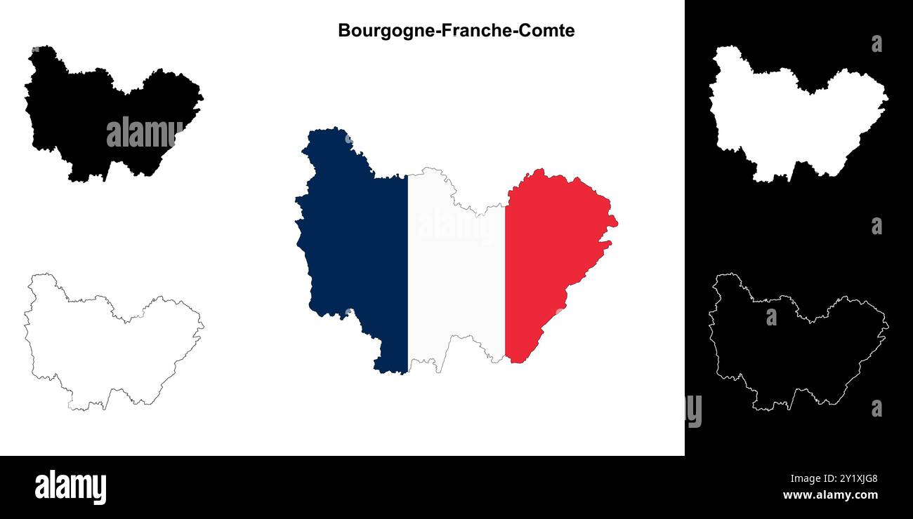 Bourgogne-Franche-Comte region outline map set Stock Vector Image & Art ...