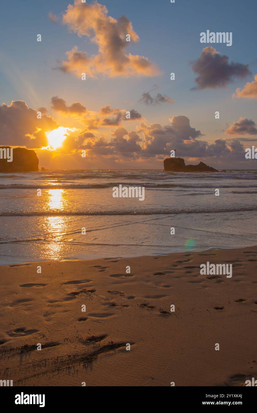 Perranporth beach high tide hi-res stock photography and images - Alamy