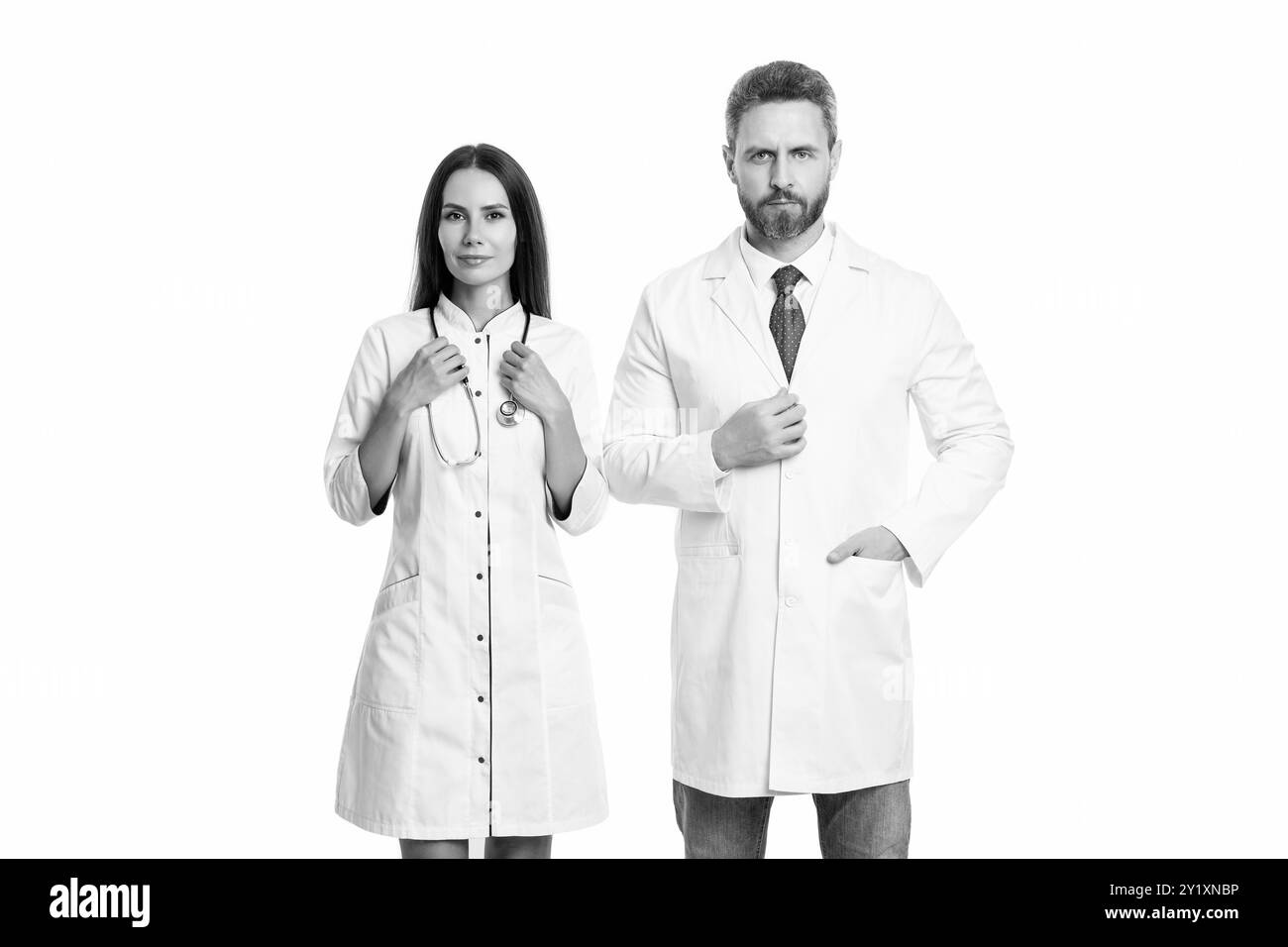 two cardiologist doctor and nurse in studio. photo of cardiologist ...