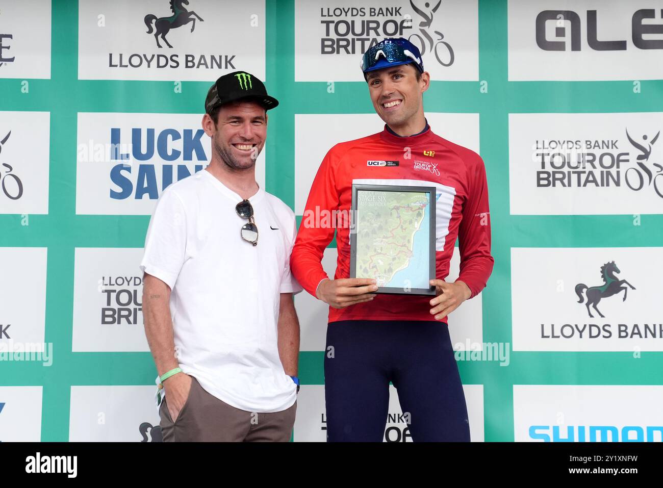 Israel Premier Tech rider Ethan Vernon (right) on the Podium after ...