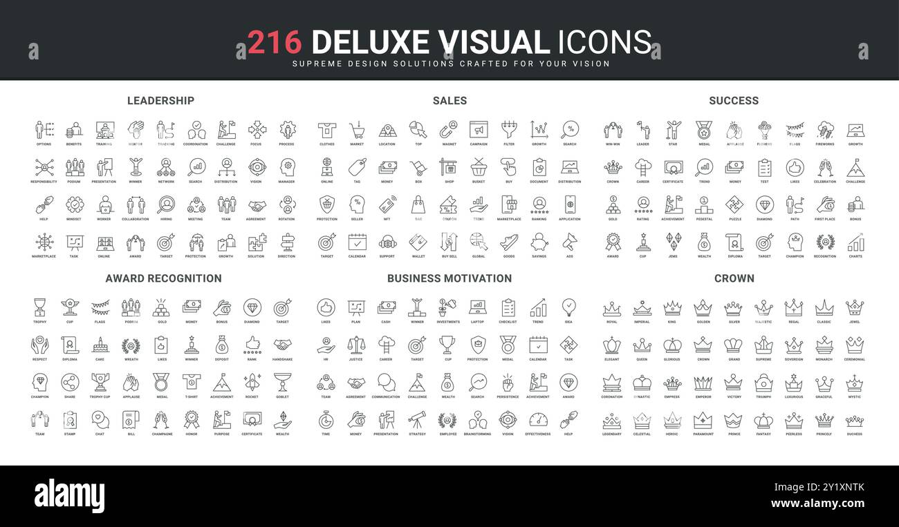 Success award recognition, online store sales line icon set. Leaders ...