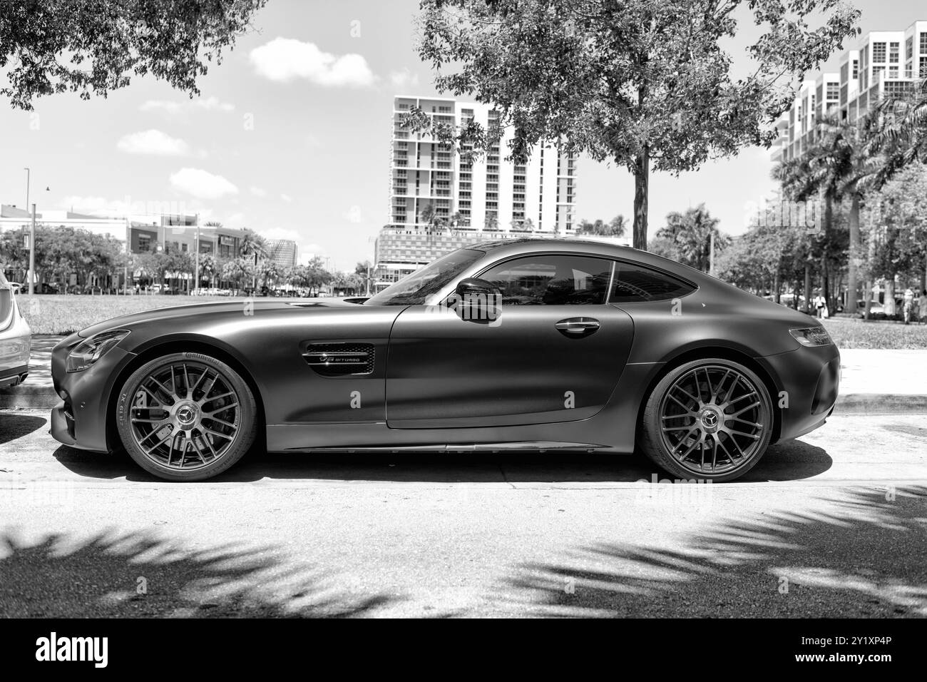 Miami Beach, Florida USA - April 15, 2021: matte mercedes benz v8 ...
