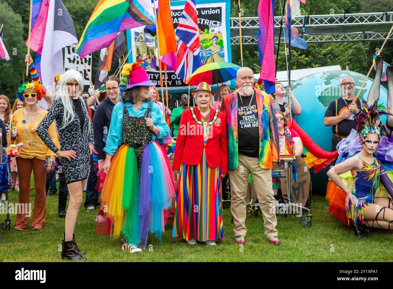 People enjoying the multi coloured Sandbach pride march and festival in ...