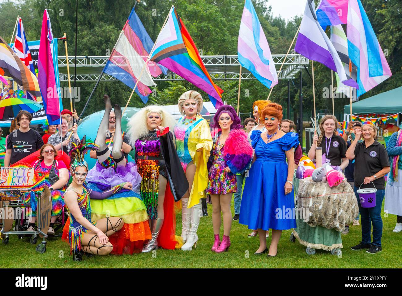 People enjoying the multi coloured Sandbach pride march and festival in ...
