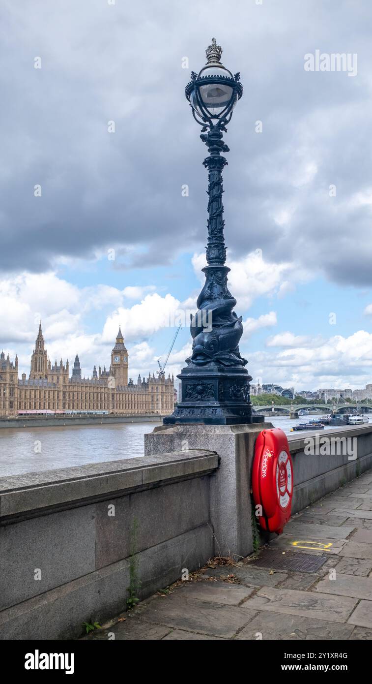 London, UK – August 25 2024. Decorative lamp post on London's South ...