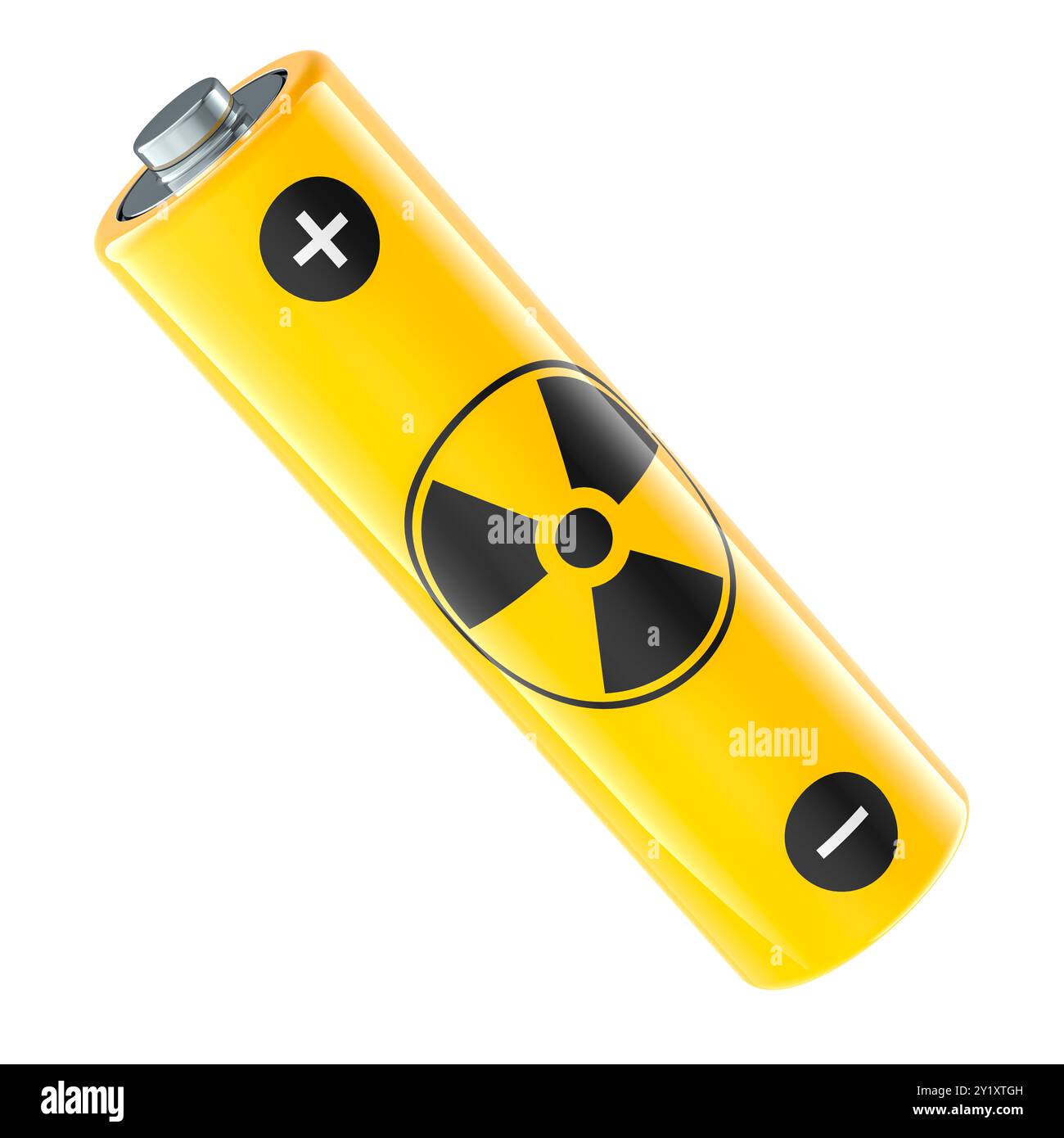 Nuclear energy battery, size AA. 3D rendering isolated on white ...