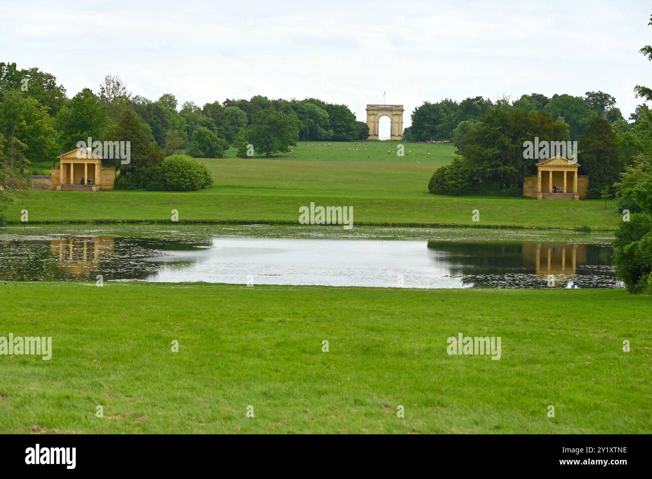 View across the Octagon Lake towards the Lake Pavilions and Corinthian ...