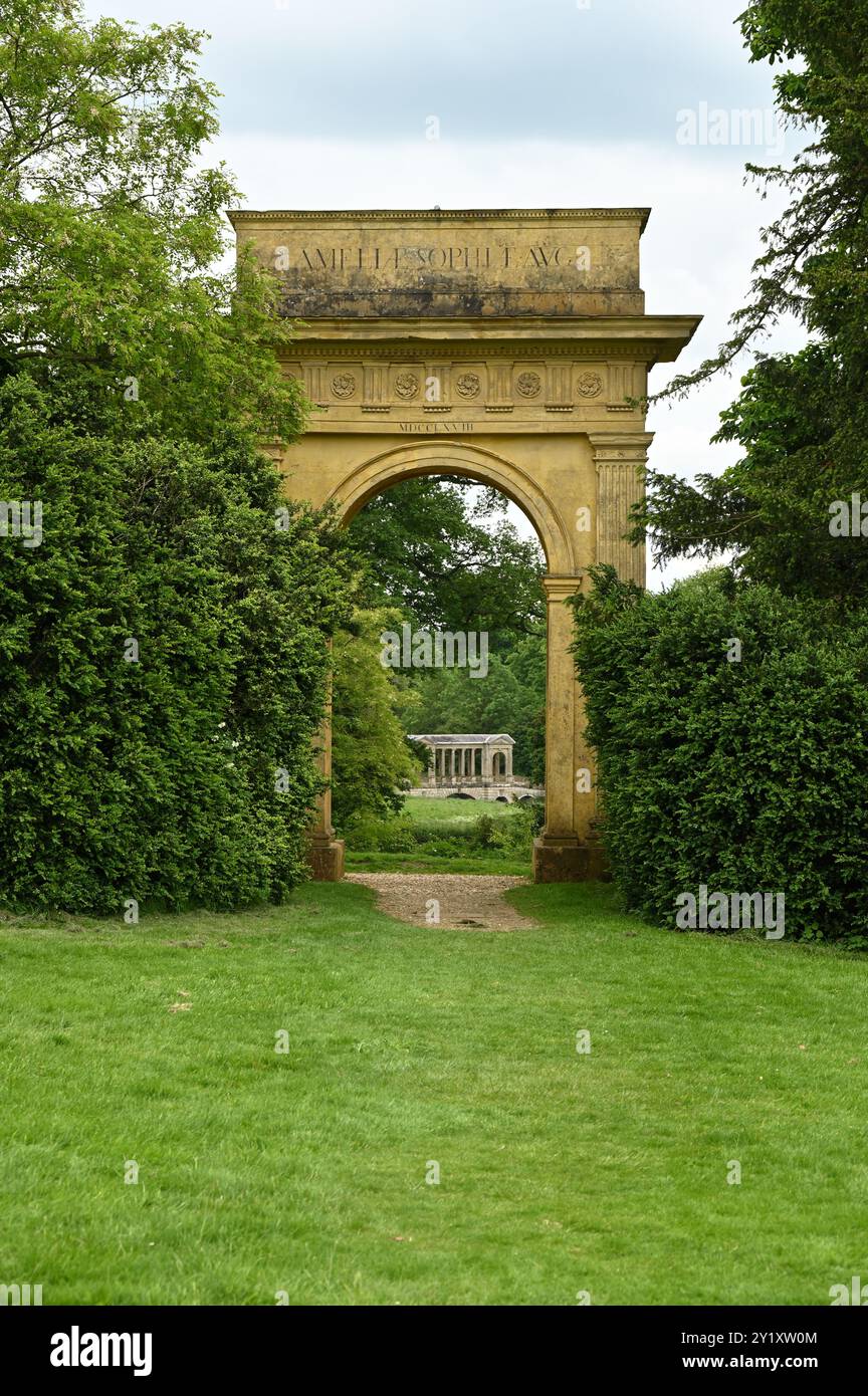 Doric arch at Georgian Landscape garden and park National Trust ...