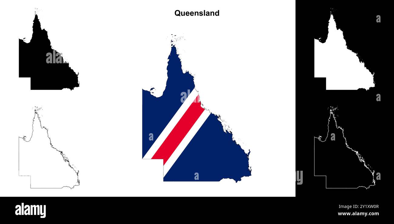 Queensland blank outline map set Stock Vector Image & Art - Alamy