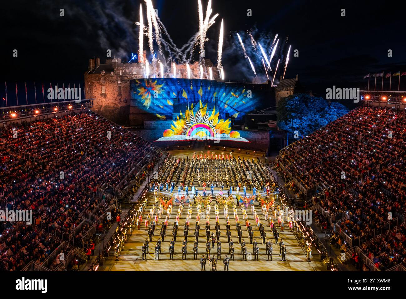 Edinburgh Military Tattoo with fireworks over Edinburgh Castle ...