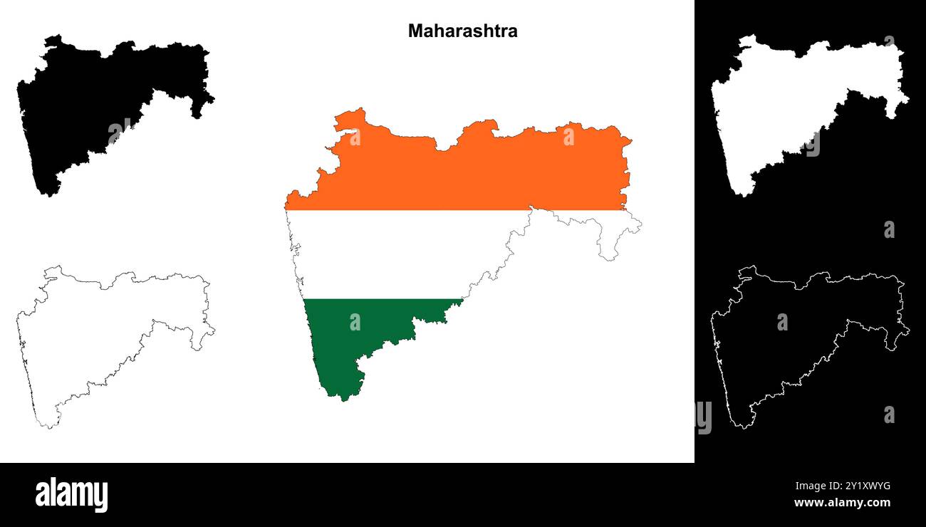 Maharashtra state outline map set Stock Vector Image & Art - Alamy
