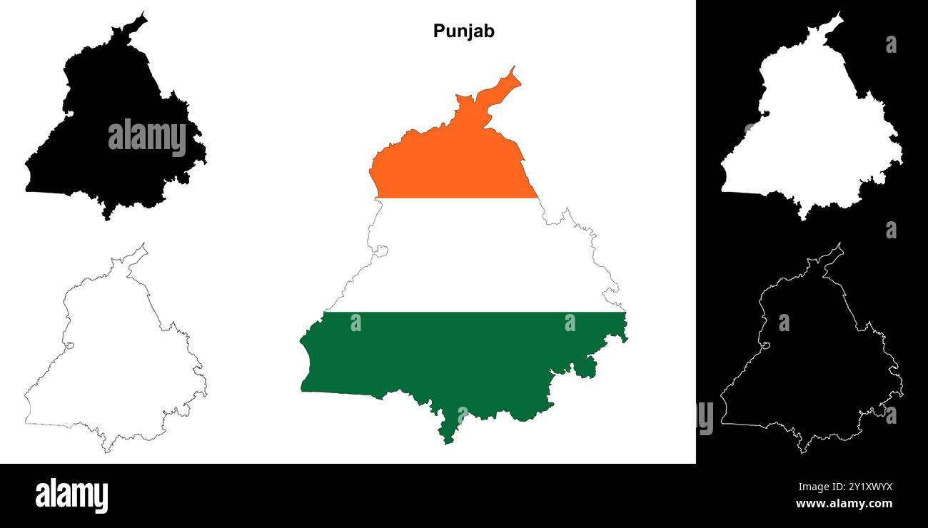Punjab state outline map set Stock Vector Image & Art - Alamy