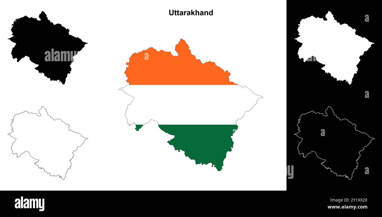 Uttarakhand state outline map set Stock Vector Image & Art - Alamy