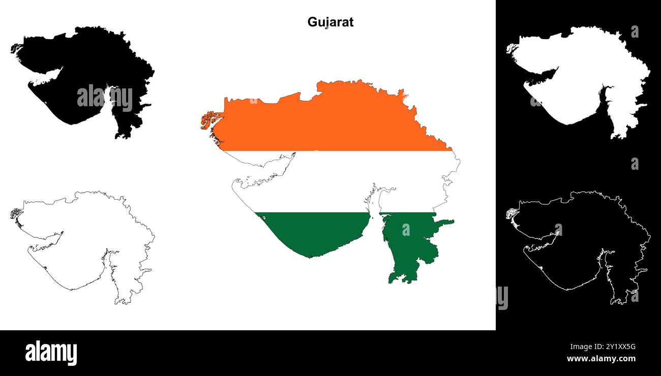 Gujarat state outline map set Stock Vector Image & Art - Alamy