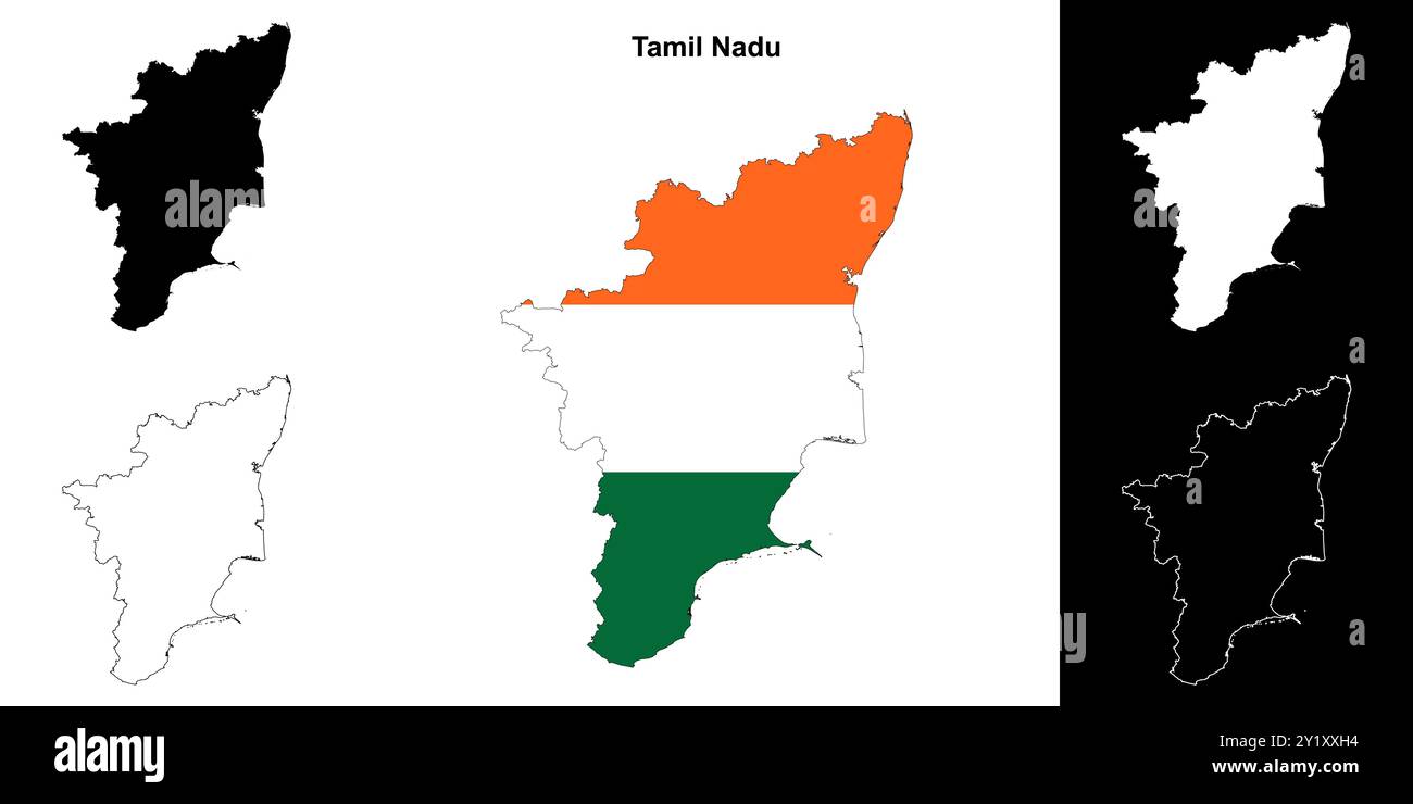 Tamil Nadu state outline map set Stock Vector Image & Art - Alamy