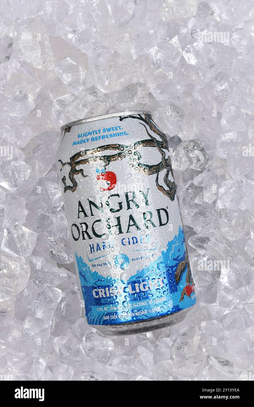 IRVINE, CALIFORNIA - 6 SEPT 2024: A can of Angry Orchard Crisp Light ...