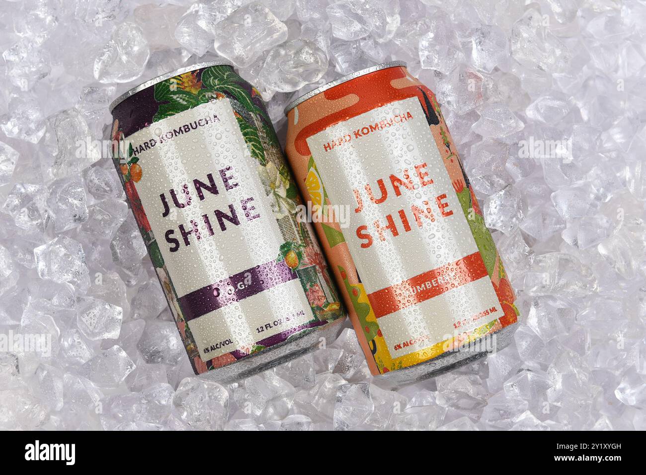 IRVINE, CALIFORNIA - 6 SEPT 2024: Cans of June Shine Hard Konbucha on a ...