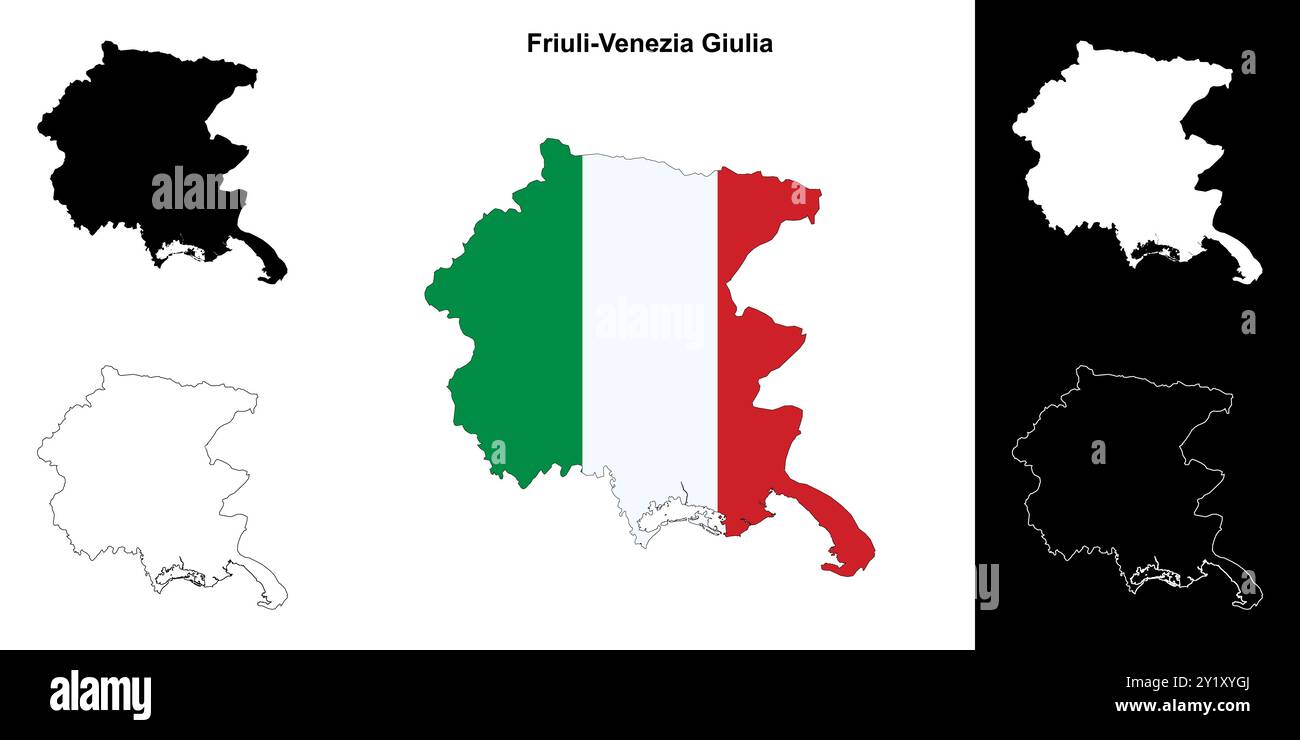 Friuli-Venezia Giulia blank outline map set Stock Vector Image & Art ...
