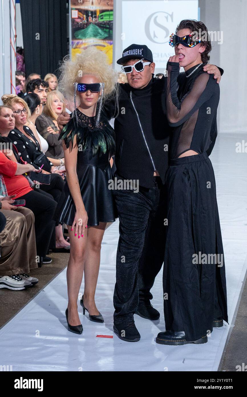 New York, NY, USA. 7th Sep, 2024. Mike Chase with models for Sunchasers ...